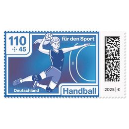 Handball, Briefmarke zu 1,10 + 0,45 &euro;, 10er-Bogen