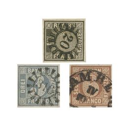 Altdeutschland, Bayern "Die drei ersten deutschen Briefmarken"
