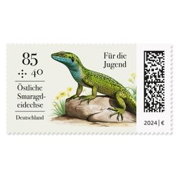 Reptilien - "&Ouml;stliche Smaragdeidechse", Briefmarke zu 0,85 + 0,40 &euro;, 10er-Bogen