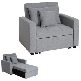 Schlafsessel MCW-L90, Klappsessel Schlafsofa G&auml;stebett Relaxsessel, Liegefl&auml;che 197x103cm Stoff/Textil ~ hellgrau