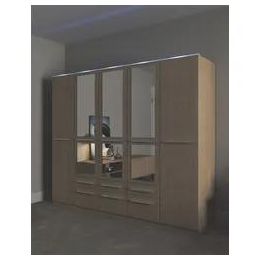 Kleiderschrank Priess "Schrank Garderobe W&auml;scheschrank Barcelona in 5 Breiten", braun (edelbuchefarben), B:230cm H:193cm T:54cm, Holzwerkstoff, Schr&auml;nke, Kleiderschrank, viel Stauraum, ger&auml;umige Schubk&auml;sten, mit Spiegel, MADE IN GERMANY