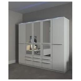 Kleiderschrank Priess "Schrank Garderobe W&auml;scheschrank Barcelona in 5 Breiten", wei&szlig;, B:230cm H:193cm T:54cm, Holzwerkstoff, Schr&auml;nke, Kleiderschrank, viel Stauraum, ger&auml;umige Schubk&auml;sten, mit Spiegel, MADE IN GERMANY