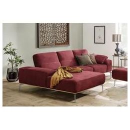 Ecksofa W.Schillig "run, Designsofa mit tollem Sitzkomfort, L-Form", rot (ruby rot z73), B:279cm H:88cm T:178cm, Longlife Xtra-Leder Z73: Naturwalkleder der Luxusklasse aus den erlesensten Rohh&auml;uten. Hautst&auml;rke 1, 1 &ndash; 1, 3 mm;ROHLEDER Jacquard-Flachgewebe Q2 W60 (63% Polyester, 37% Polyacryl);ROHLEDER Chenille-Flachgewebe Q2 W77 (68% Polyacryl, 32% Polyester);Stoff S37 (100% Polyester), Sofas, Eck
