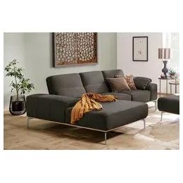 Ecksofa W.Schillig "run, Designsofa mit tollem Sitzkomfort, L-Form", grau (graphit z73), B:279cm H:88cm T:178cm, Longlife Xtra-Leder Z73: Naturwalkleder der Luxusklasse aus den erlesensten Rohh&auml;uten. Hautst&auml;rke 1, 1 &ndash; 1, 3 mm;ROHLEDER Jacquard-Flachgewebe Q2 W60 (63% Polyester, 37% Polyacryl);ROHLEDER Chenille-Flachgewebe Q2 W77 (68% Polyacryl, 32% Polyester);Stoff S37 (100% Polyester), Sofas, Eck