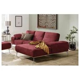 Ecksofa W.Schillig "run, Designsofa mit tollem Sitzkomfort, L-Form", rot (ruby rot z73), B:279cm H:88cm T:178cm, Longlife Xtra-Leder Z73: Naturwalkleder der Luxusklasse aus den erlesensten Rohh&auml;uten. Hautst&auml;rke 1, 1 &ndash; 1, 3 mm;ROHLEDER Jacquard-Flachgewebe Q2 W60 (63% Polyester, 37% Polyacryl);ROHLEDER Chenille-Flachgewebe Q2 W77 (68% Polyacryl, 32% Polyester);Stoff S37 (100% Polyester), Sofas, Eck