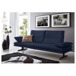 2,5-Sitzer W.Schillig "broadway, Designsofa mit tollem Sitzkomfort", blau (blau z59), B:236cm H:94cm T:96cm, Longlife Xtra-Leder Z59: Glattleder mit modischer Pr&auml;gung. Hautst&auml;rke 0, 9 - 1, 1 mm, Sofas, Sitztiefenverstellung, Kopfteil- & Seitenteilverstellung, Breite 216cm