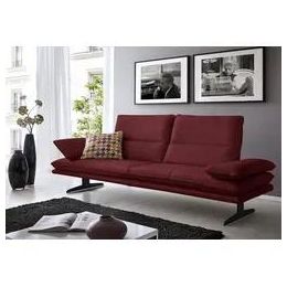 2,5-Sitzer W.Schillig "broadway, Designsofa mit tollem Sitzkomfort", rot (burgundy z69), B:236cm H:94cm T:96cm, Longlife Xtra-Leder Z69: Das feinnarbige, gedeckte Softleder Z69 besticht durch seine au&szlig;ergew&ouml;hnliche Weichheit im trendigen &raquo;Vintage-Look&laquo;, Hautst&auml;rke 0, 9 - 1, 1 mm, Sofas, Sitztiefenverstellung, Kopfteil- & Seitenteilverstellung, Breite 216cm