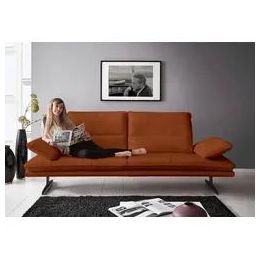 2,5-Sitzer W.Schillig "broadway, Designsofa mit tollem Sitzkomfort", braun (cognac z69), B:236cm H:94cm T:96cm, Longlife Xtra-Leder Z69: Das feinnarbige, gedeckte Softleder Z69 besticht durch seine au&szlig;ergew&ouml;hnliche Weichheit im trendigen &raquo;Vintage-Look&laquo;, Hautst&auml;rke 0, 9 - 1, 1 mm, Sofas, Sitztiefenverstellung, Kopfteil- & Seitenteilverstellung, Breite 216cm
