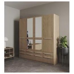 Kleiderschrank Priess "Schrank Garderobe W&auml;scheschrank Barcelona in 5 Breiten", braun (edelbuchefarben), B:185cm H:193cm T:54cm, Holzwerkstoff, Schr&auml;nke, Kleiderschrank, viel Stauraum, ger&auml;umige Schubk&auml;sten, mit Spiegel, MADE IN GERMANY