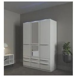 Kleiderschrank Priess "Schrank Garderobe W&auml;scheschrank Barcelona in 5 Breiten", wei&szlig;, B:140cm H:193cm T:54cm, Holzwerkstoff, Schr&auml;nke, Kleiderschrank, viel Stauraum, ger&auml;umige Schubk&auml;sten, mit Spiegel, MADE IN GERMANY