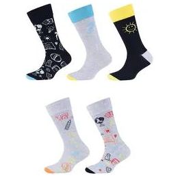 Socken Camano "5er Pack", M&auml;dchen, Gr. 27-30, grau (backtoschool), 70% Baumwolle, 28% Polyester, 2% Elasthan, gemustert, Socken Socken