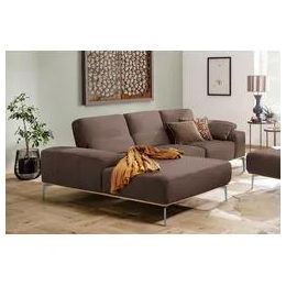 Ecksofa W.Schillig "run, Designsofa mit tollem Sitzkomfort, L-Form", braun (chocolate w82), B:279cm H:88cm T:178cm, Longlife Xtra-Leder Z73: Naturwalkleder der Luxusklasse aus den erlesensten Rohh&auml;uten. Hautst&auml;rke 1, 1 &ndash; 1, 3 mm;ROHLEDER Jacquard-Flachgewebe Q2 W60 (63% Polyester, 37% Polyacryl);ROHLEDER Chenille-Flachgewebe Q2 W77 (68% Polyacryl, 32% Polyester);Stoff S37 (100% Polyester), Sofas, 