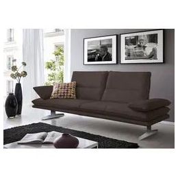 2,5-Sitzer W.Schillig "broadway Designsofa mit hohem Sitzkomfort", braun (mocca s37), B:236cm H:94cm T:96cm, Stoff S37 (100% Polyester): Luxus-Microfaser in Lederoptik, Sofas, Sitztiefenverstellung, Kopfteil- & Seitenteilverstellung, Breite 236cm