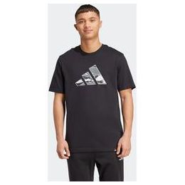 T-Shirt Adidas SPORTSWEAR "CAMO LOGO GRAFIK", Damen, Gr. M, schwarz, Obermaterial: 100% Baumwolle, Rundhals, Shirts T-Shirt, Print T-Shirt, aus Baumwoll-Jersey