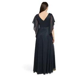 Abendkleid Vera Mont "Damen im Glitzer-Look", Damen, Gr. 46, Normalgr&ouml;&szlig;en, blau (dunkelblau, grau), Netz, Obermaterial: 100% Polyester; Besatz: 100% Polyester; Futter: 100% Polyester, tailliert lang, V-Ausschnitt, Kleider Abendkleid, Falten