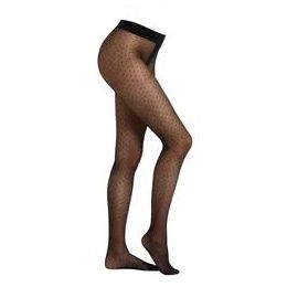 Feinstrumpfhose Camano "diamonds 'n' dots 1er Pack", Damen, Gr. S, schwarz, 84% Polyamid, 16% Elasthan, Strumpfhosen Feinstrumpfhose