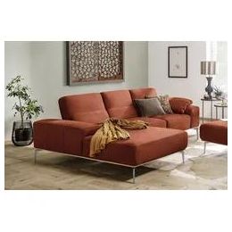 Ecksofa W.Schillig "run, Designsofa mit tollem Sitzkomfort, L-Form", orange (copper z73), B:279cm H:88cm T:178cm, Longlife Xtra-Leder Z73: Naturwalkleder der Luxusklasse aus den erlesensten Rohh&auml;uten. Hautst&auml;rke 1, 1 &ndash; 1, 3 mm;ROHLEDER Jacquard-Flachgewebe Q2 W60 (63% Polyester, 37% Polyacryl);ROHLEDER Chenille-Flachgewebe Q2 W77 (68% Polyacryl, 32% Polyester);Stoff S37 (100% Polyester), Sofas, Ec