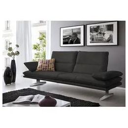 2,5-Sitzer W.Schillig "broadway Designsofa mit hohem Sitzkomfort", grau (anthrazit z69), B:236cm H:94cm T:96cm, Longlife Xtra-Leder Z69: Das feinnarbige, gedeckte Softleder Z69 besticht durch seine au&szlig;ergew&ouml;hnliche Weichheit im trendigen &raquo;Vintage-Look&laquo;, Hautst&auml;rke 0, 9 - 1, 1 mm, Sofas, Sitztiefenverstellung, Kopfteil- & Seitenteilverstellung, Breite 236cm