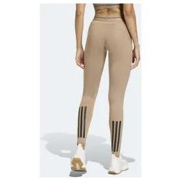 Trainingstights Adidas PERFORMANCE "HYPERGLAM 3-STRIPES FULL LENGTH LEGGING", Damen, Gr. S, N-Gr, chalky braun, normal, gr., Obermaterial: 85% Polyester, 15% Elasthan, Hosen