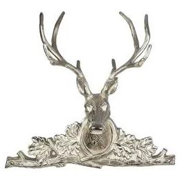 Wanddekoobjekt Gilde "Wandobjekt Hirschkopf Raffi", silberfarben, B:34,5cm H:54cm T:14cm &Oslash;:0cm, Aluminium, Wanddekoobjekte