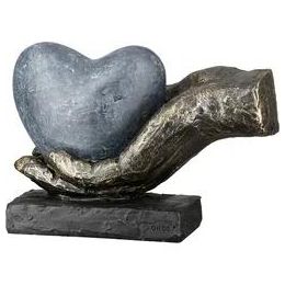 Skulptur Gilde "Skulptur Heart in your Hand", bronzefarben, B:18cm H:12cm T:10cm, Kunstharz, Dekofiguren