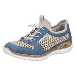 Slip-On Sneaker Rieker, Damen, Gr. 41, blau, creme, Lederimitat, Textil, Schuhe, Slipper, Freizeitsneaker, Halbschuh mit Schnellverschluss