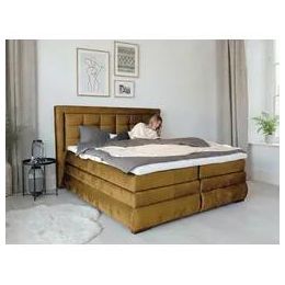 Boxspringbett OTTO HOME "MIVVA inkl. Bettkasten & Topper, Komfortliegeh&ouml;he: 67 cm", gold, B:204cm L:215cm, Holz teilmassiv, Holzwerkstoff, Spanplatte, Komplettbetten, Boxspringbett, in H3, H4 oder Hmix H3/H4, wahlweise mit oder ohne LED-Leuchten