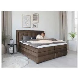 Boxspringbett OTTO HOME "MIVVA inkl. Bettkasten & Topper, Komfortliegeh&ouml;he: 67 cm", braun, B:204cm L:215cm, Holz teilmassiv, Holzwerkstoff, Spanplatte, Komplettbetten, Boxspringbett, in H3, H4 oder Hmix H3/H4, wahlweise mit oder ohne LED-Leuchten