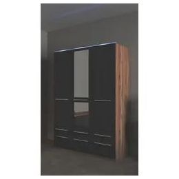 Kleiderschrank Priess "Schrank Garderobe W&auml;scheschrank Barcelona in 5 Breiten", schwarz (astkernbuche, schwarz), B:140cm H:193cm T:54cm, Holzwerkstoff, Schr&auml;nke, Kleiderschrank, viel Stauraum, ger&auml;umige Schubk&auml;sten, mit Spiegel, MADE IN GERMANY