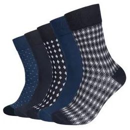 Socken s.Oliver "5er Pack", Damen, Gr. 43-46, blau, 57% Baumwolle, 39% Polyester, 3% Polyamid, 1% Elasthan, kariert, Socken Socken