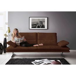 2,5-Sitzer W.Schillig "broadway Designsofa mit hohem Sitzkomfort", braun (tabacco z69), B:236cm H:94cm T:96cm, Longlife Xtra-Leder Z69: Das feinnarbige, gedeckte Softleder Z69 besticht durch seine au&szlig;ergew&ouml;hnliche Weichheit im trendigen &raquo;Vintage-Look&laquo;, Hautst&auml;rke 0, 9 - 1, 1 mm, Sofas, Sitztiefenverstellung, Kopfteil- & Seitenteilverstellung, Breite 236cm