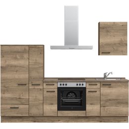 K&uuml;chenzeile Nobilia "Structura I", NEU: individuell anpassbar mit gratis Profi-Beratung", braun (k&uuml;che: braun, korpus: eiche havanna nachbildung, arbeitsplatte: eiche havanna nachbildung), B:270,3cm H:216,6cm T:60cm, Komplettk&uuml;chen-Sets, K&uuml;chenzeile, vormontiert, Breite 270 cm, Ausrichtung w&auml;hlbar, wahlw. mit E-Ger&auml;ten
