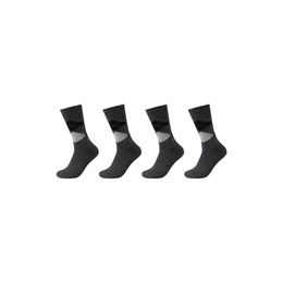 Socken Camano "4er Pack", Damen, Gr. 39-42, grau (anthrazit), 80% Baumwolle, 17% Polyamid, 3% Elasthan, Argyle-Muster, Socken Socken
