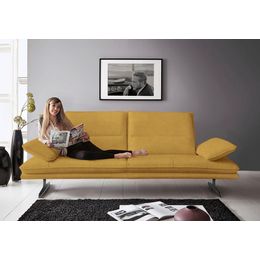 2,5-Sitzer W.Schillig "broadway Designsofa mit hohem Sitzkomfort", gelb (kurkuma z69), B:236cm H:94cm T:96cm, Longlife Xtra-Leder Z69: Das feinnarbige, gedeckte Softleder Z69 besticht durch seine au&szlig;ergew&ouml;hnliche Weichheit im trendigen &raquo;Vintage-Look&laquo;, Hautst&auml;rke 0, 9 - 1, 1 mm, Sofas, Sitztiefenverstellung, Kopfteil- & Seitenteilverstellung, Breite 236cm