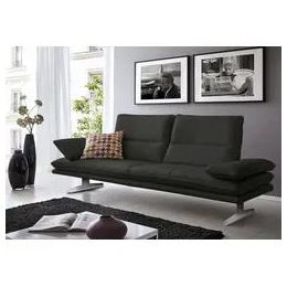 2,5-Sitzer W.Schillig "broadway Designsofa mit hohem Sitzkomfort", grau (graphit z59), B:236cm H:94cm T:96cm, Longlife Xtra-Leder Z59: Glattleder mit modischer Pr&auml;gung. Hautst&auml;rke 0, 9 - 1, 1 mm, Sofas, Sitztiefenverstellung, Kopfteil- & Seitenteilverstellung, Breite 236cm