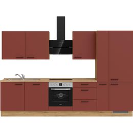 K&uuml;chenzeile Nobilia "Easytouch II", NEU: individuell anpassbar mit gratis Profi-Beratung", rot (k&uuml;che: rot, korpus: eiche sierra nachbildung, arbeitsplatte: eiche sierra nachbildung), B:330,3cm H:216,6cm T:60cm, Komplettk&uuml;chen-Sets, K&uuml;chenzeile, vormontiert, Breite 330 cm, Ausrichtung w&auml;hlbar, wahlw. mit E-Ger&auml;ten