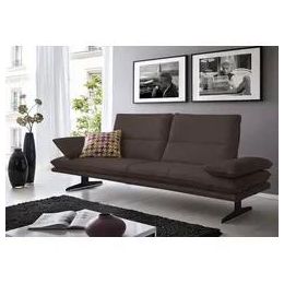 2,5-Sitzer W.Schillig "broadway, Designsofa mit tollem Sitzkomfort", braun (mocca s37), B:236cm H:94cm T:96cm, Stoff S37 (100% Polyester): Luxus-Microfaser in Lederoptik, Sofas, Sitztiefenverstellung, Kopfteil- & Seitenteilverstellung, Breite 216cm