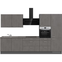 K&uuml;chenzeile Nobilia "Riva II", NEU: individuell anpassbar mit gratis Profi-Beratung", grau (k&uuml;che: grau, korpus: schiefergrau, arbeitsplatte: beton schiefergrau nachbildung), B:330,3cm H:216,6cm T:60cm, Komplettk&uuml;chen-Sets, K&uuml;chenzeile, vormontiert, Breite 330 cm, Ausrichtung w&auml;hlbar, wahlw. mit E-Ger&auml;ten