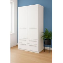 Kleiderschrank Priess "Schrank Garderobe W&auml;scheschrank Barcelona in 5 Breiten", wei&szlig;, B:94cm H:193cm T:54cm, Holzwerkstoff, Schr&auml;nke, Kleiderschrank, viel Stauraum, ger&auml;umige Schubk&auml;sten, mit Spiegel, MADE IN GERMANY