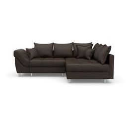 Ecksofa Collection AB "Innsbruck L-Form, B: 247 cm", braun, B:247cm H:87cm T:189cm, Microfaser PRIMABELLE (100% Polyester), Struktur (90% Polyester, 10% Polyacryl), Samtvelours (100% Polyester), Luxus-Microfaser Antiklederoptik (100% Polyester), Sofas, Ecksofa, 3 Zierkissen, Federkern