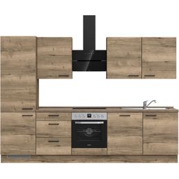 K&uuml;chenzeile Nobilia "Structura II", NEU: individuell anpassbar mit gratis Profi-Beratung", braun (k&uuml;che: braun, korpus: eiche havanna nachbildung, arbeitsplatte: eiche havanna nachbildung), B:300,3cm H:216,6cm T:60cm, Komplettk&uuml;chen-Sets, K&uuml;chenzeile, vormontiert, Breite 300 cm, Ausrichtung w&auml;hlbar, wahlw. mit E-Ger&auml;ten