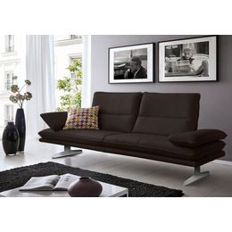2,5-Sitzer W.Schillig "broadway Designsofa mit hohem Sitzkomfort", braun (braun z59), B:236cm H:94cm T:96cm, Longlife Xtra-Leder Z59: Glattleder mit modischer Pr&auml;gung. Hautst&auml;rke 0, 9 - 1, 1 mm, Sofas, Sitztiefenverstellung, Kopfteil- & Seitenteilverstellung, Breite 236cm