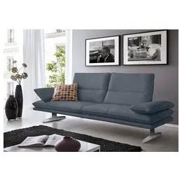 2,5-Sitzer W.Schillig "broadway Designsofa mit hohem Sitzkomfort", blau (blau z69), B:236cm H:94cm T:96cm, Longlife Xtra-Leder Z69: Das feinnarbige, gedeckte Softleder Z69 besticht durch seine au&szlig;ergew&ouml;hnliche Weichheit im trendigen &raquo;Vintage-Look&laquo;, Hautst&auml;rke 0, 9 - 1, 1 mm, Sofas, Sitztiefenverstellung, Kopfteil- & Seitenteilverstellung, Breite 236cm