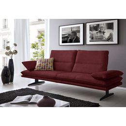2,5-Sitzer W.Schillig "broadway, Designsofa mit tollem Sitzkomfort", rot (burgundy z69), B:236cm H:94cm T:96cm, Longlife Xtra-Leder Z69: Das feinnarbige, gedeckte Softleder Z69 besticht durch seine au&szlig;ergew&ouml;hnliche Weichheit im trendigen &raquo;Vintage-Look&laquo;, Hautst&auml;rke 0, 9 - 1, 1 mm, Sofas, Sitztiefenverstellung, Kopfteil- & Seitenteilverstellung, Breite 216cm