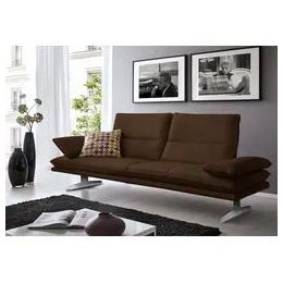 2,5-Sitzer W.Schillig "broadway Designsofa mit hohem Sitzkomfort", braun (chocolate s37), B:236cm H:94cm T:96cm, Stoff S37 (100% Polyester): Luxus-Microfaser in Lederoptik, Sofas, Sitztiefenverstellung, Kopfteil- & Seitenteilverstellung, Breite 236cm