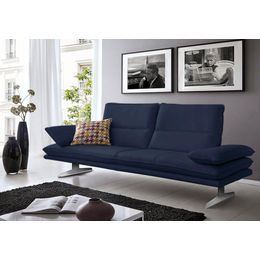 2,5-Sitzer W.Schillig "broadway Designsofa mit hohem Sitzkomfort", blau (blau z59), B:236cm H:94cm T:96cm, Longlife Xtra-Leder Z59: Glattleder mit modischer Pr&auml;gung. Hautst&auml;rke 0, 9 - 1, 1 mm, Sofas, Sitztiefenverstellung, Kopfteil- & Seitenteilverstellung, Breite 236cm