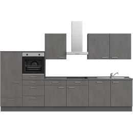 K&uuml;chenzeile Nobilia "Riva I", NEU: individuell anpassbar mit gratis Profi-Beratung", grau (k&uuml;che: grau, korpus: schiefergrau, arbeitsplatte: beton schiefergrau nachbildung), B:360,3cm H:216,6cm T:60cm, Komplettk&uuml;chen-Sets, K&uuml;chenzeile, vormontiert, Breite 360 cm, Ausrichtung w&auml;hlbar, wahlw. mit E-Ger&auml;ten