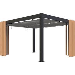 Pavillon Sojag "Lito 1012 mit Sonnensegel Schwarz-Grau", schwarz, grau, B/H/T: 302,3cm x 234,5cm x 378,5cm, Pavillons, Massive Konstruktion aus Aluminium