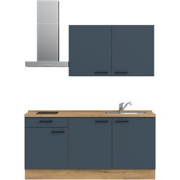 K&uuml;chenzeile Nobilia "Easytouch I", NEU: individuell anpassbar mit gratis Profi-Beratung", blau (k&uuml;che: blau, korpus: eiche sierra nachbildung, arbeitsplatte: eiche sierra nachbildung), B:180,3cm H:216,6cm T:60cm, Komplettk&uuml;chen-Sets, K&uuml;chenzeile, vormontiert, Breite 180 cm, Ausrichtung w&auml;hlbar, wahlw. mit E-Ger&auml;ten