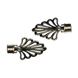 Gardinenstangen-Endst&uuml;ck Liedeco "F&auml;cher", gold (messingfarben, antik), H:0,8cm L:10cm &Oslash;:1,6cm, Gardinenstangenendst&uuml;cke, Gardinenstangen-Endst&uuml;ck, f&uuml;r Gardinenstangen &Oslash; 16 mm